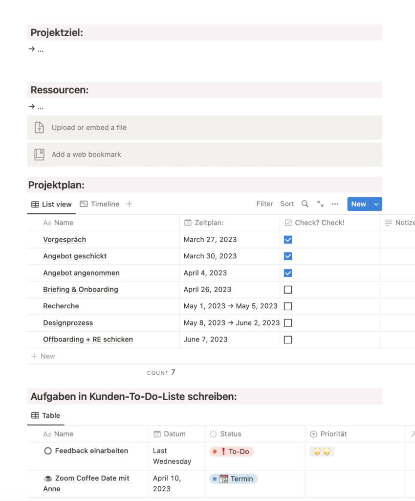 Notion Vorlage für Selbstständige Plane dein Business